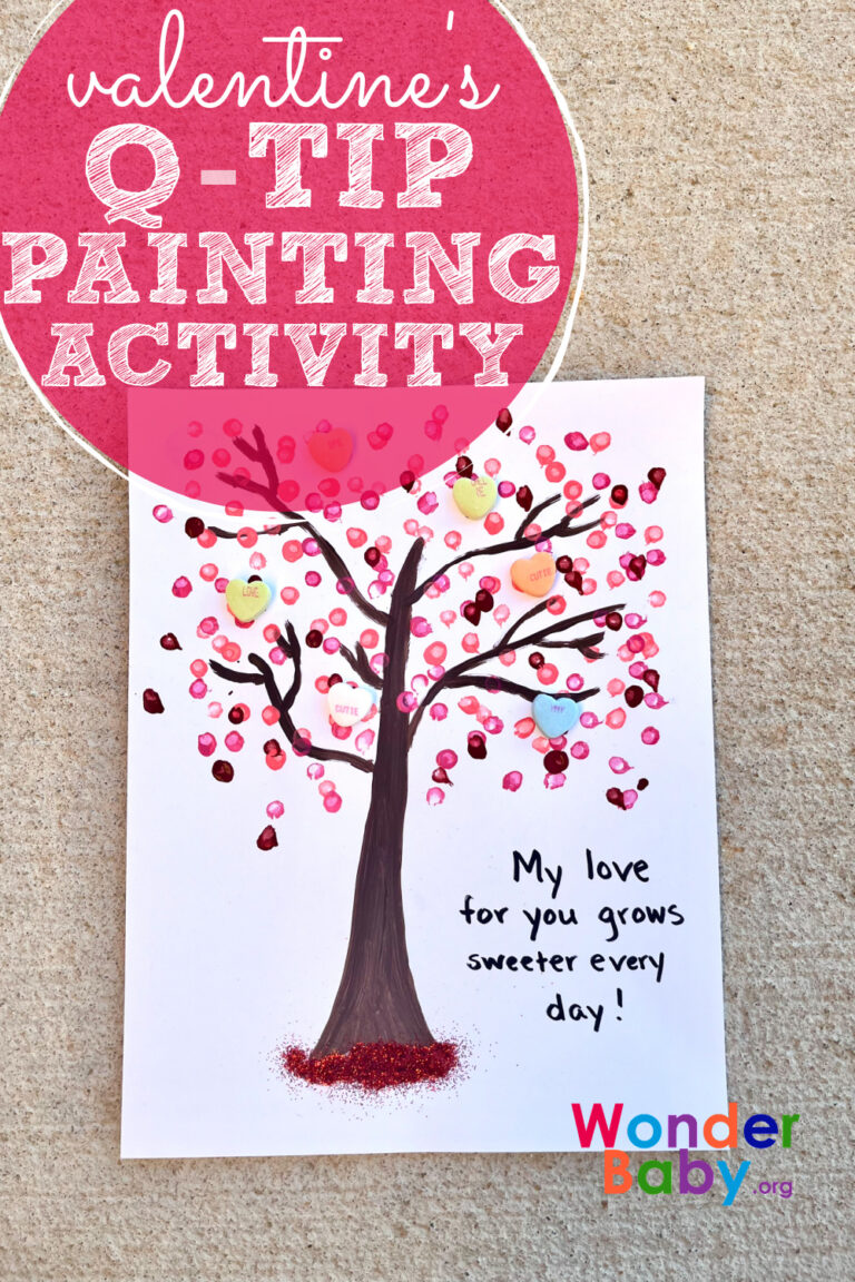 Tactile Valentine’s Day Q-tip Painting Activity | WonderBaby.org